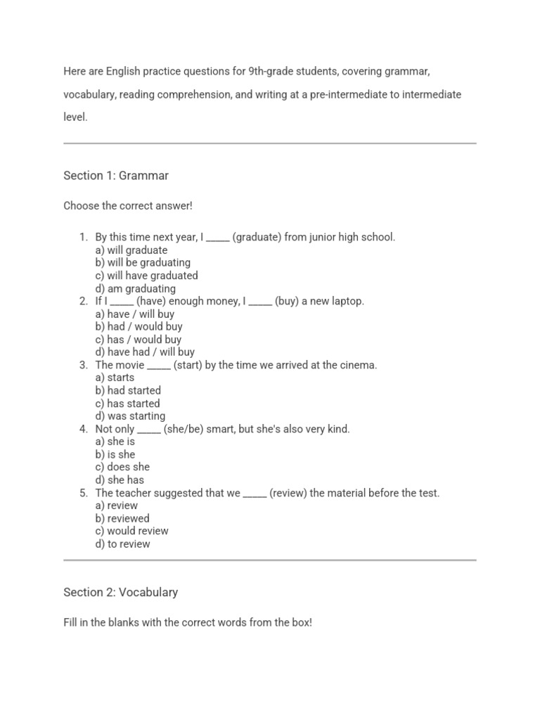 Section 1: Grammar | PDF