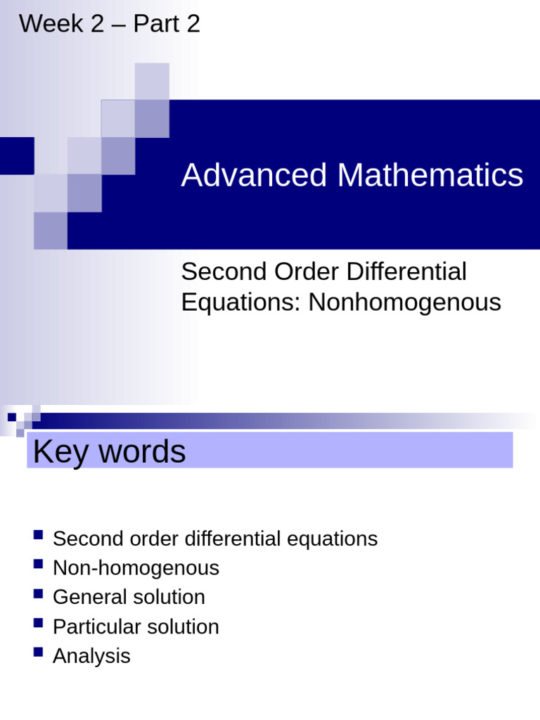 Lecture 2 - Week 2 Part 2 Inhomogeneous 2nd Order ODEs | PDF | Ordinary Differential Equation ...