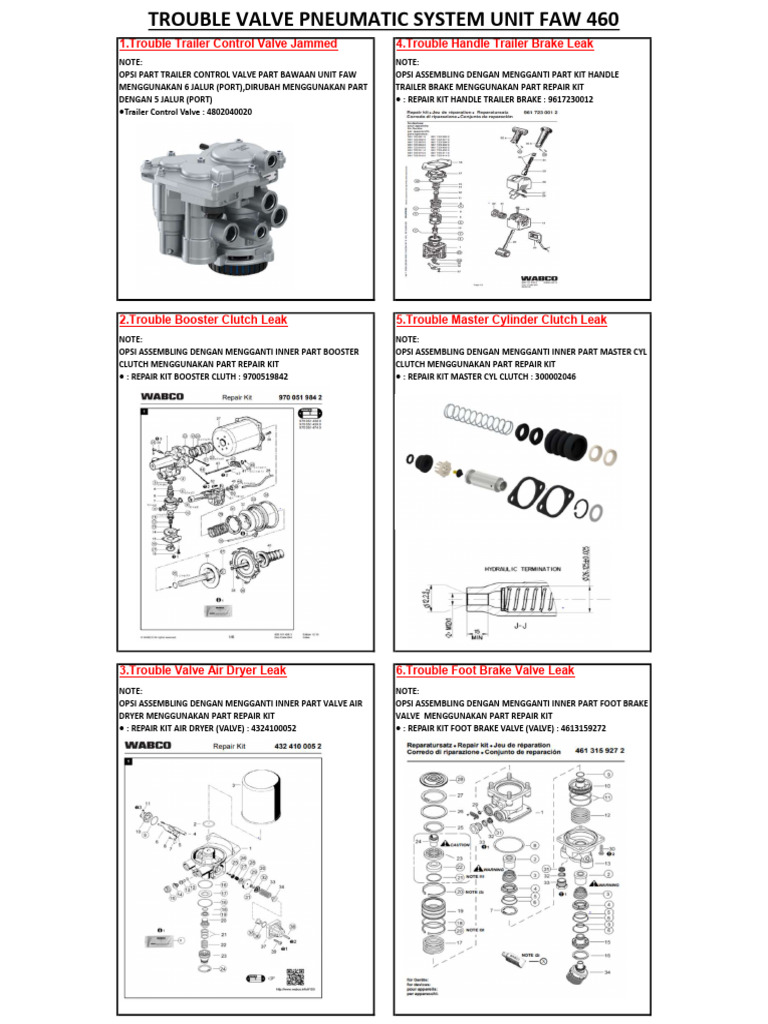 FAW Trailer Control Valve Repair Guide | PDF