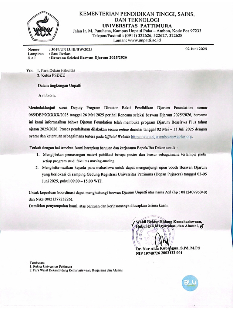 SRT Beasiswa Djarum 2025 | PDF