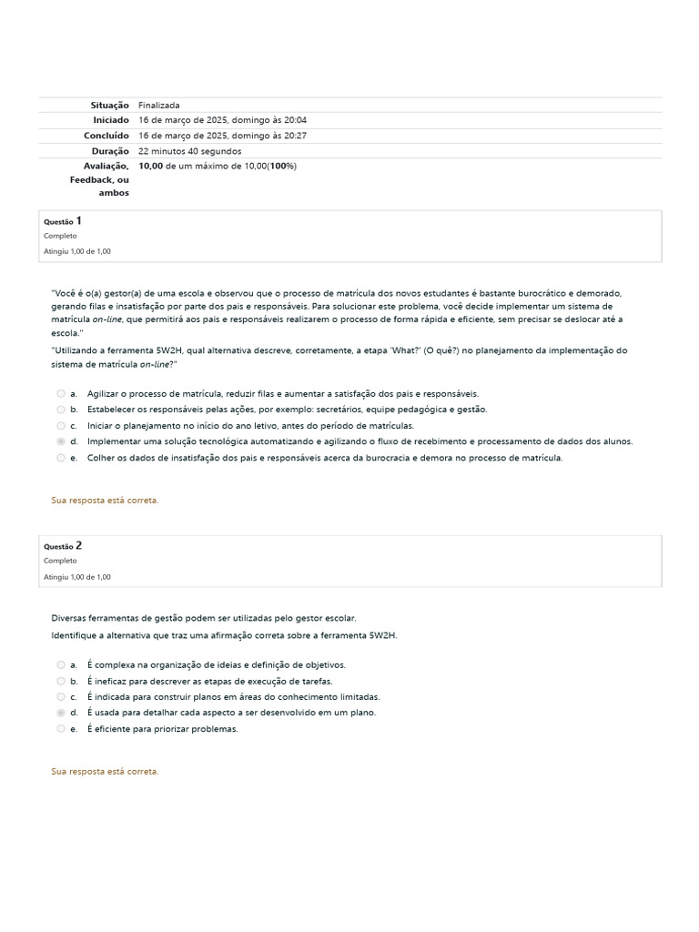 Atividade Avaliativa M Ltipla Escolha Revis o Da Tentativa | PDF ...
