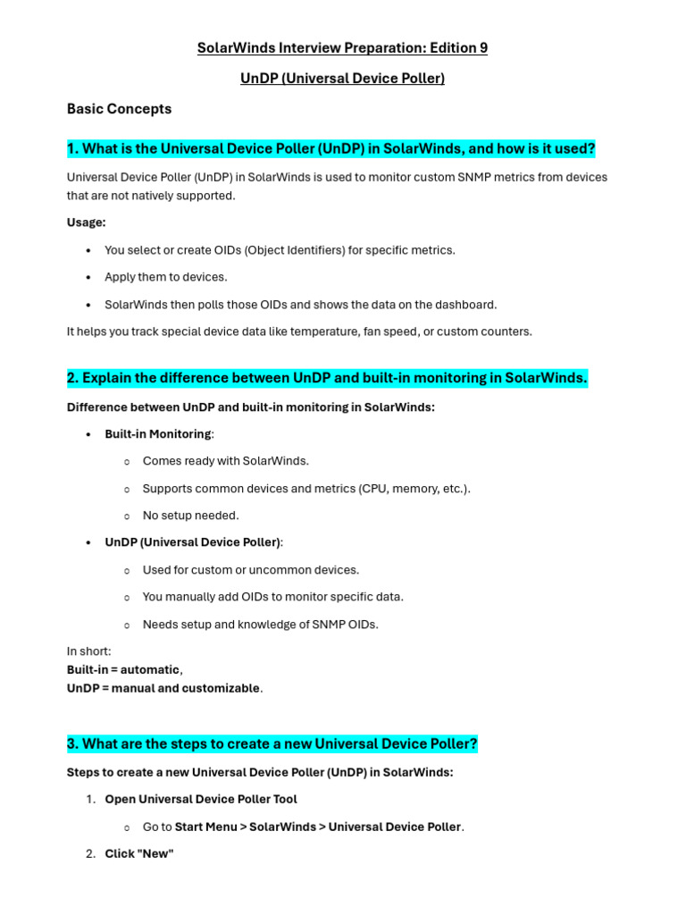 SolarWinds UnDP Monitoring Guide | PDF | Performance Indicator ...