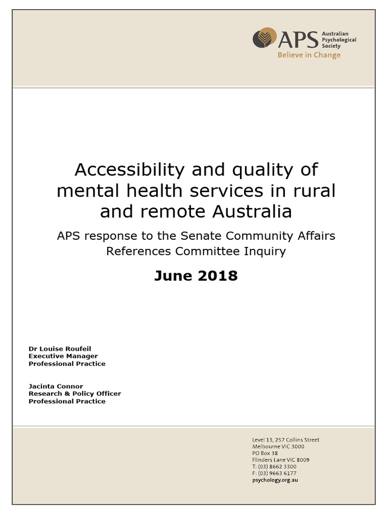 Sub103 APS | PDF | Mental Health | Psychologist