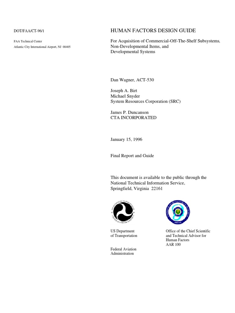 Hfe Design Guide | PDF | Federal Aviation Administration | Human Factors And Ergonomics