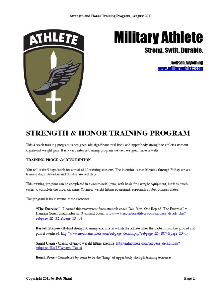 Strength and Honor Training Program | PDF | Kettlebell | Strength Training