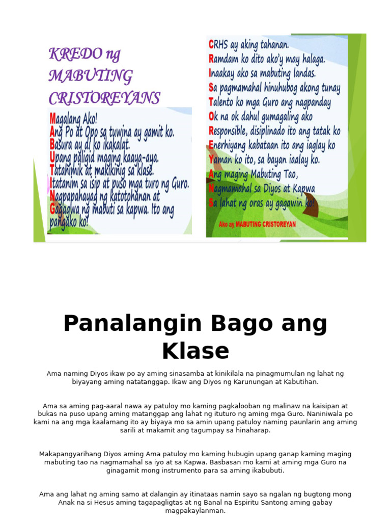 Panalangin Bago Ang Klase | PDF