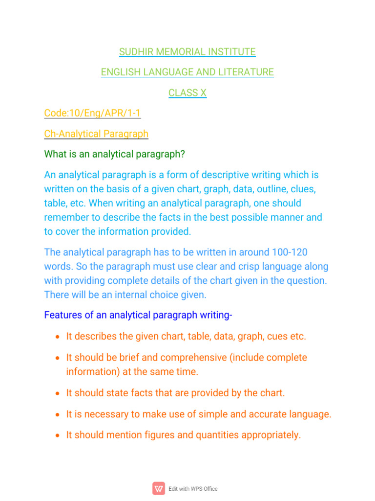 Analytical Paragraph Writing Guide | PDF