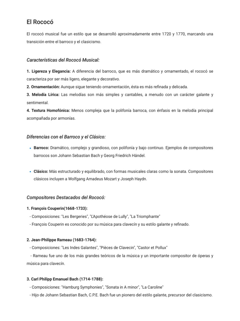 El Rococó | PDF | Periodo Clásico (Música) | Clave