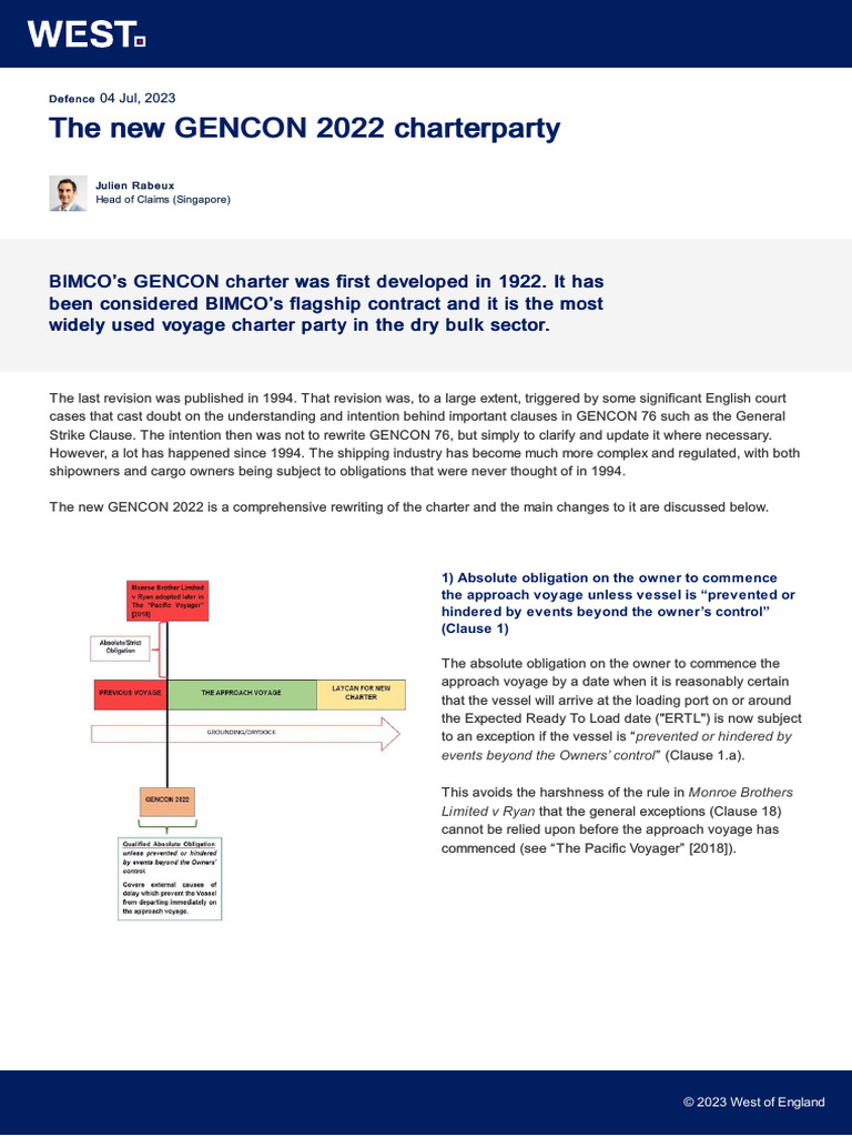 The New Gencon 2022 Charterparty | PDF | Cargo | Common Law