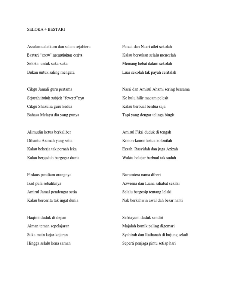 Seloka 4 Bestari | PDF