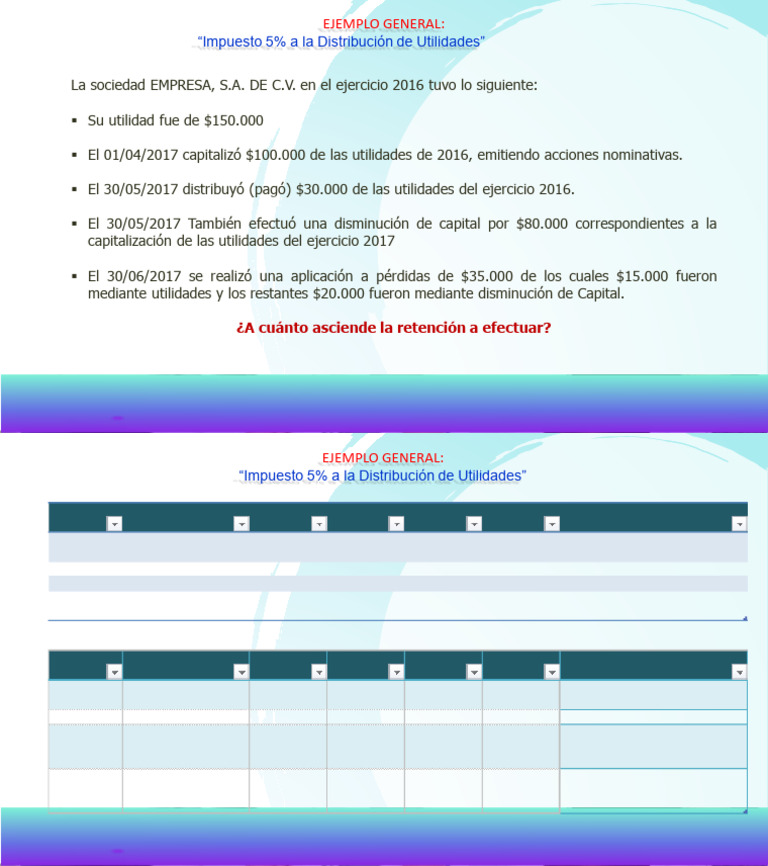 Ejemplo de Retencion Cinco | PDF | Dividendo | Inversiones