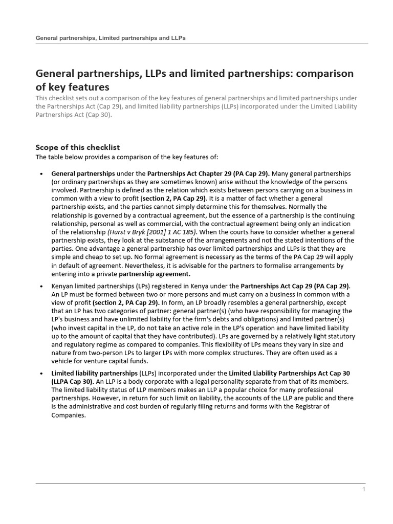 Partnership Types: Key Differences Explained | PDF | Limited Liability ...