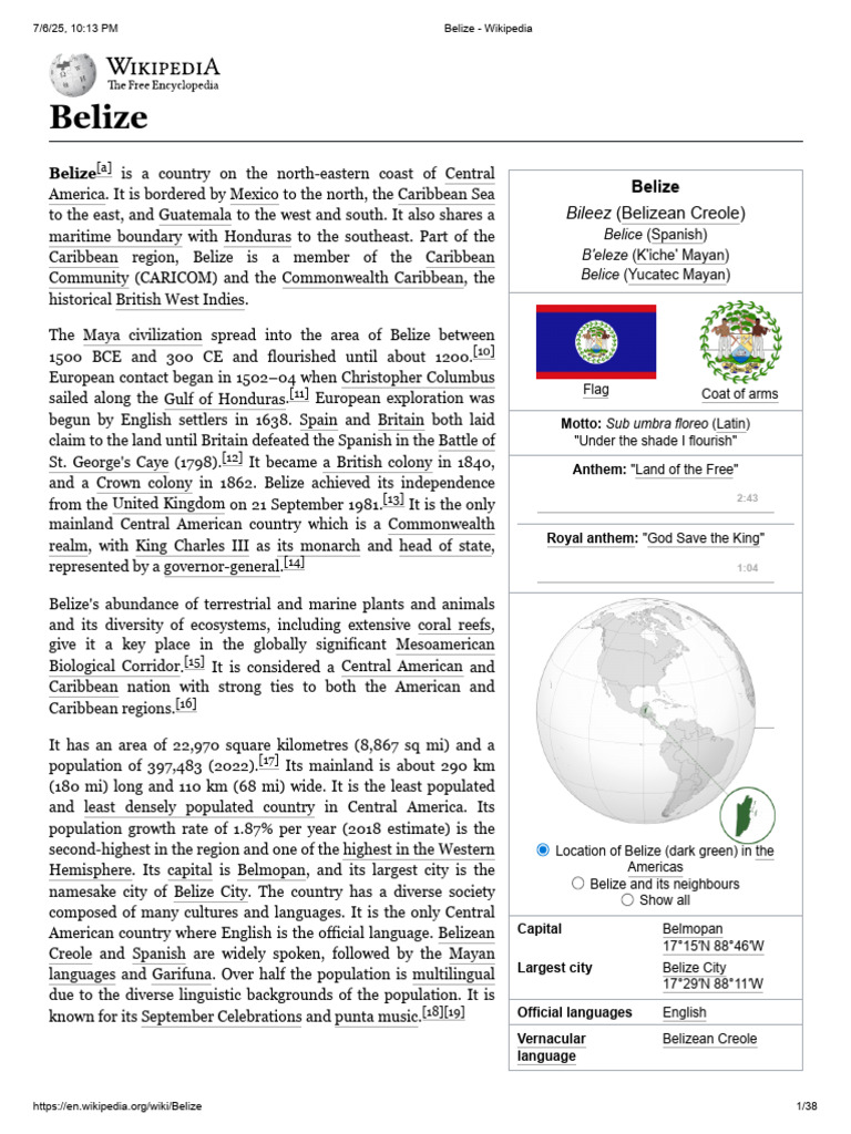Overview of Belize: Geography and Culture | PDF | Belize