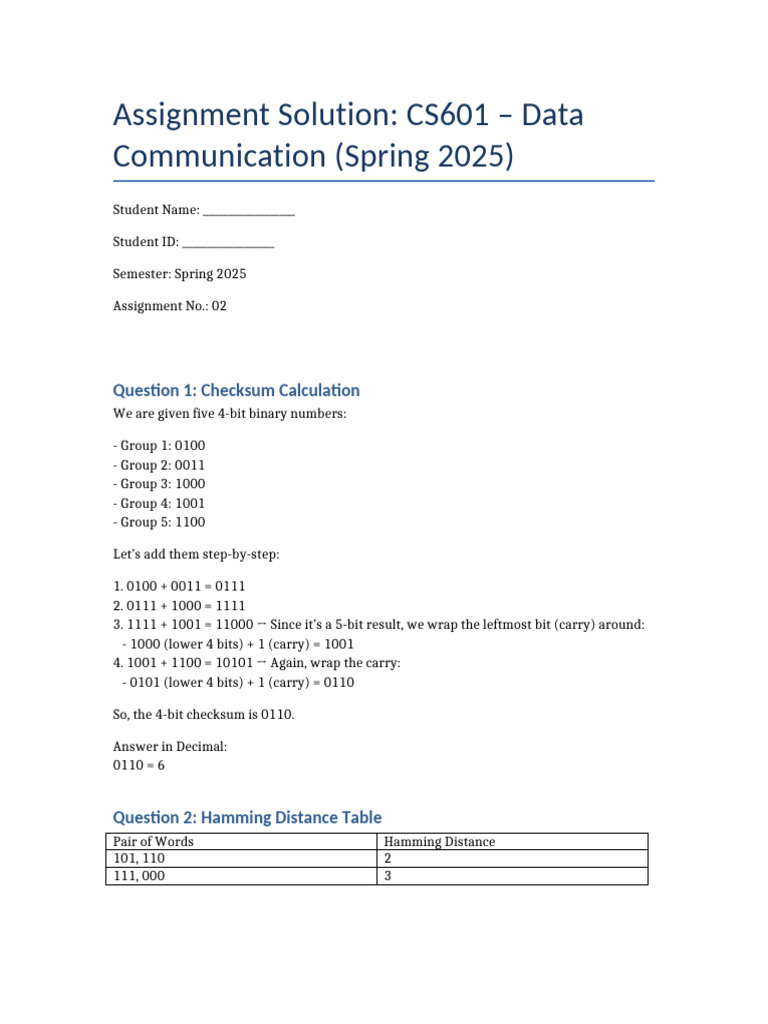 Cs601 Assignment2 Solution Pdf