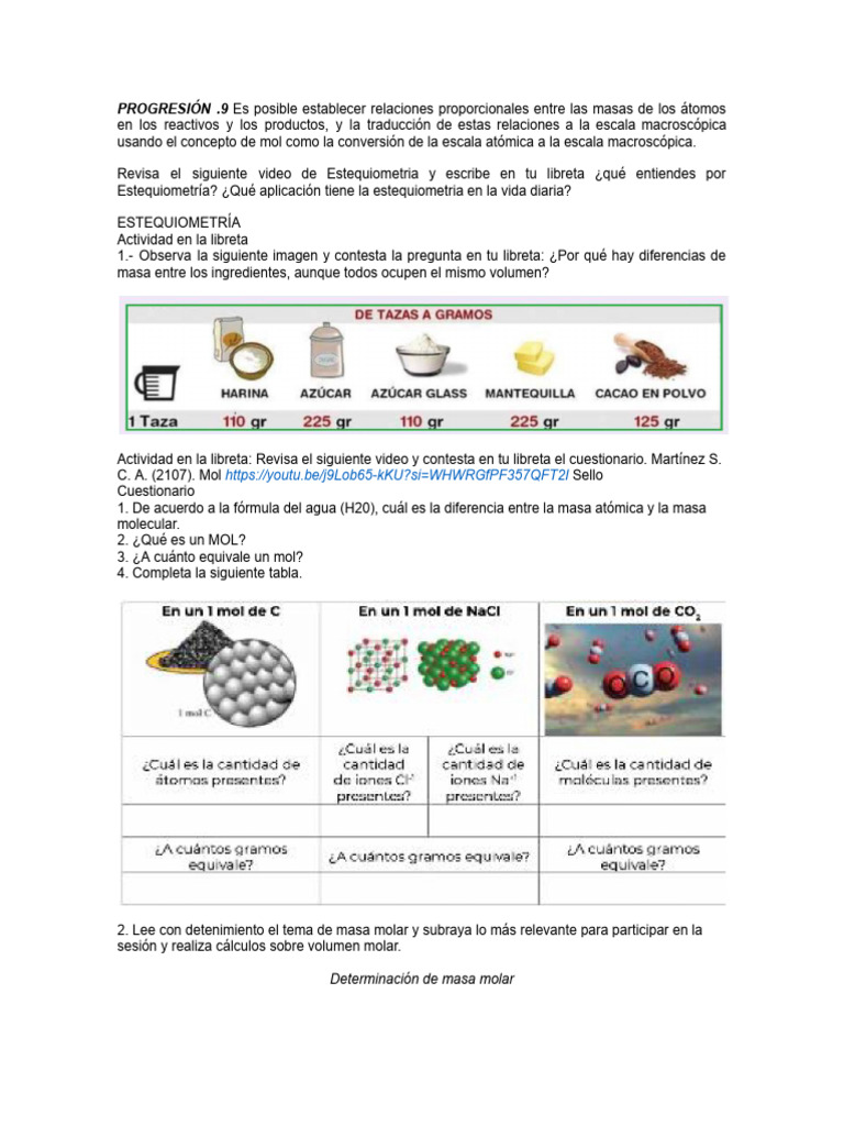 Progresi-N 9 Estequiometr-A | PDF | Estequiometría | Mole (Unidad)