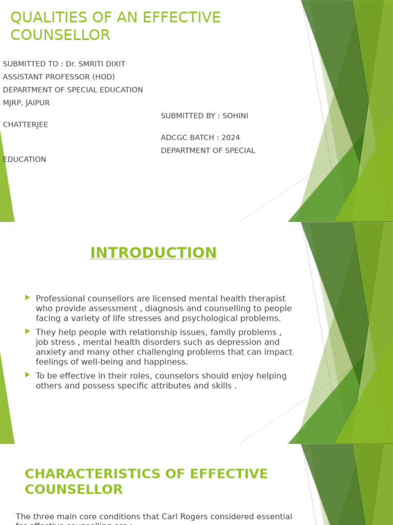 Essential Qualities of Effective Counselors | PDF | Counseling ...