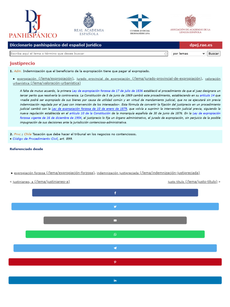 Definición de Justiprecio | PDF | Dominio eminente | Solo compensación