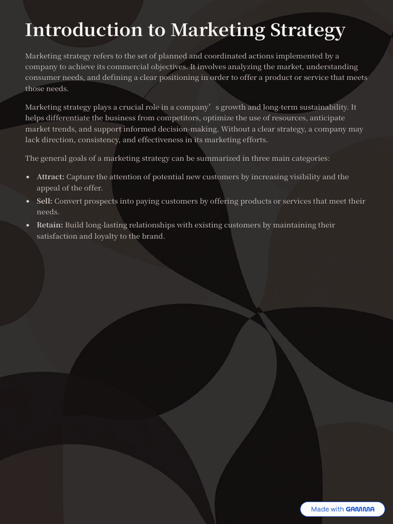 Marketing Strategy Overview Guide | PDF | Market Segmentation | Marketing