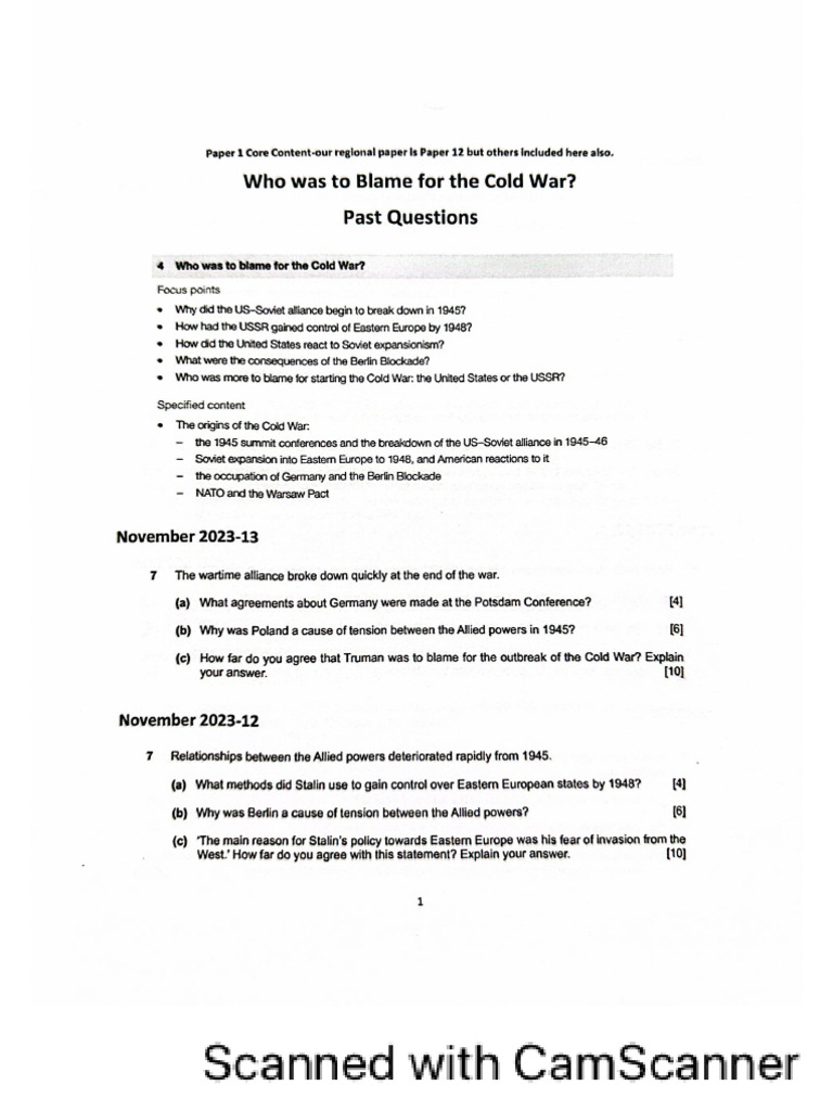 Who Was to Blame for Cold War | PDF