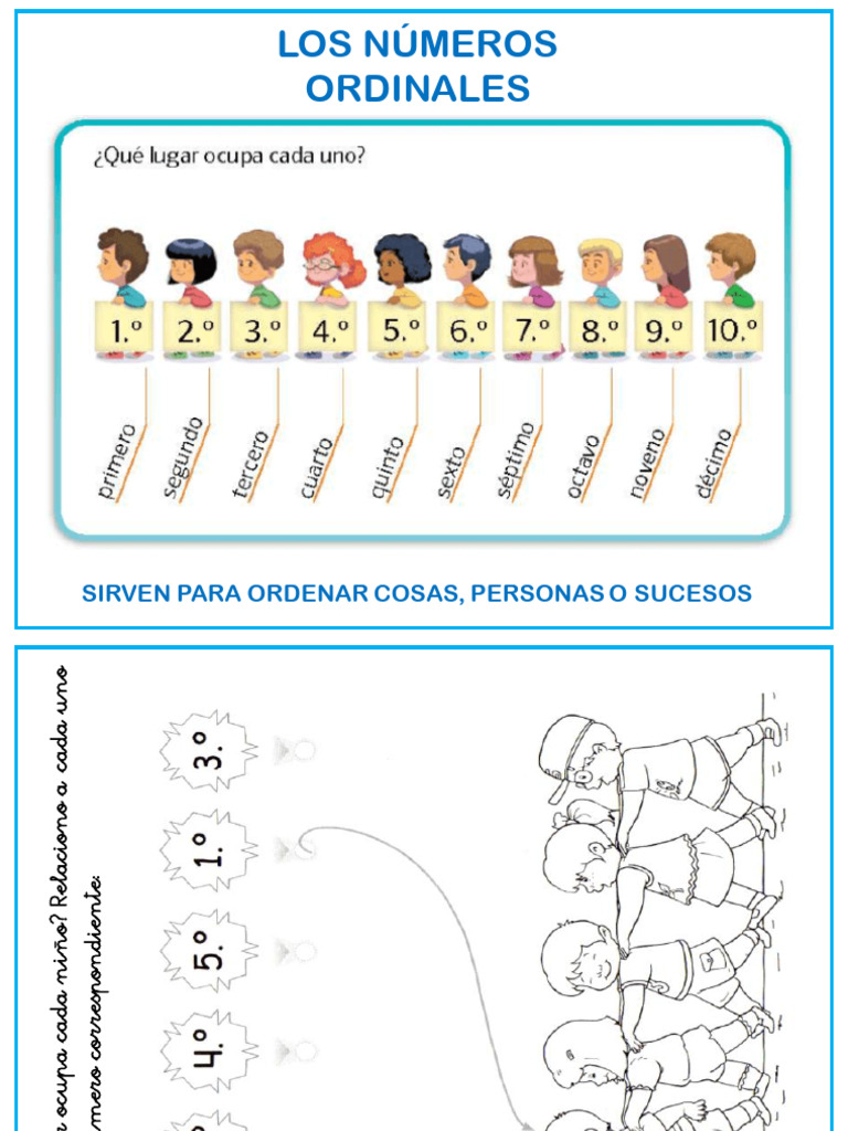 Cuaderno Números Ordinales | PDF