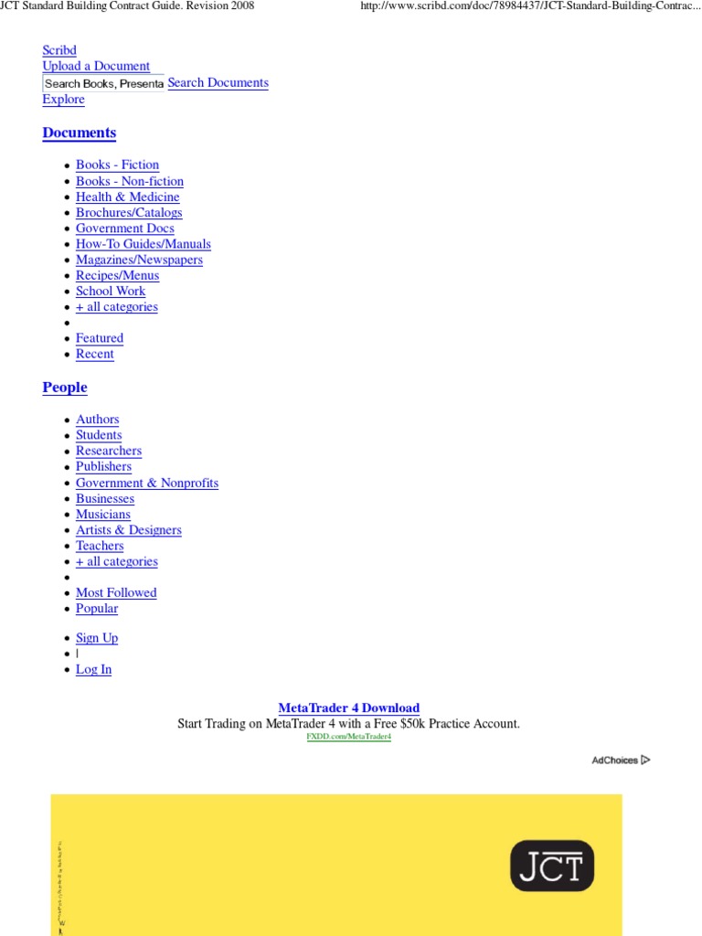 JCT Standard Building Contract Guide | PDF | Scribd | General Contractor