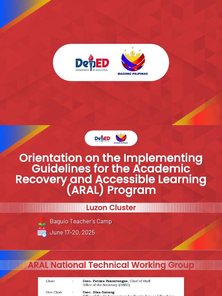 ARAL Orientation Morning Session Day 1 | PDF | Reading Comprehension ...