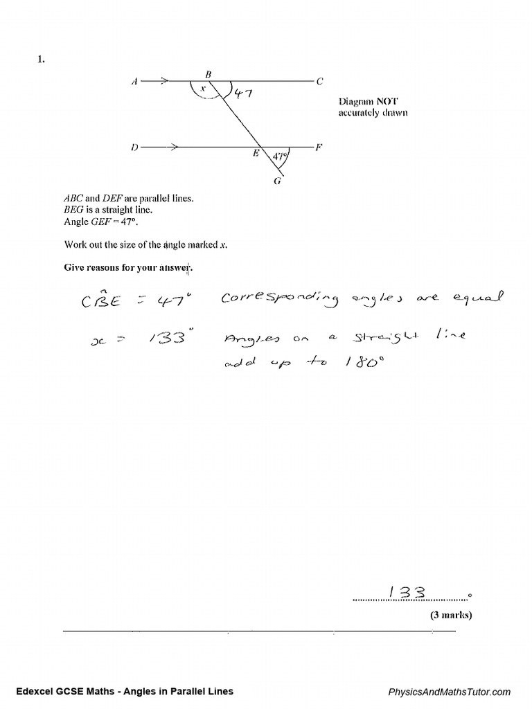 Angles in Parallel Lines MA | PDF