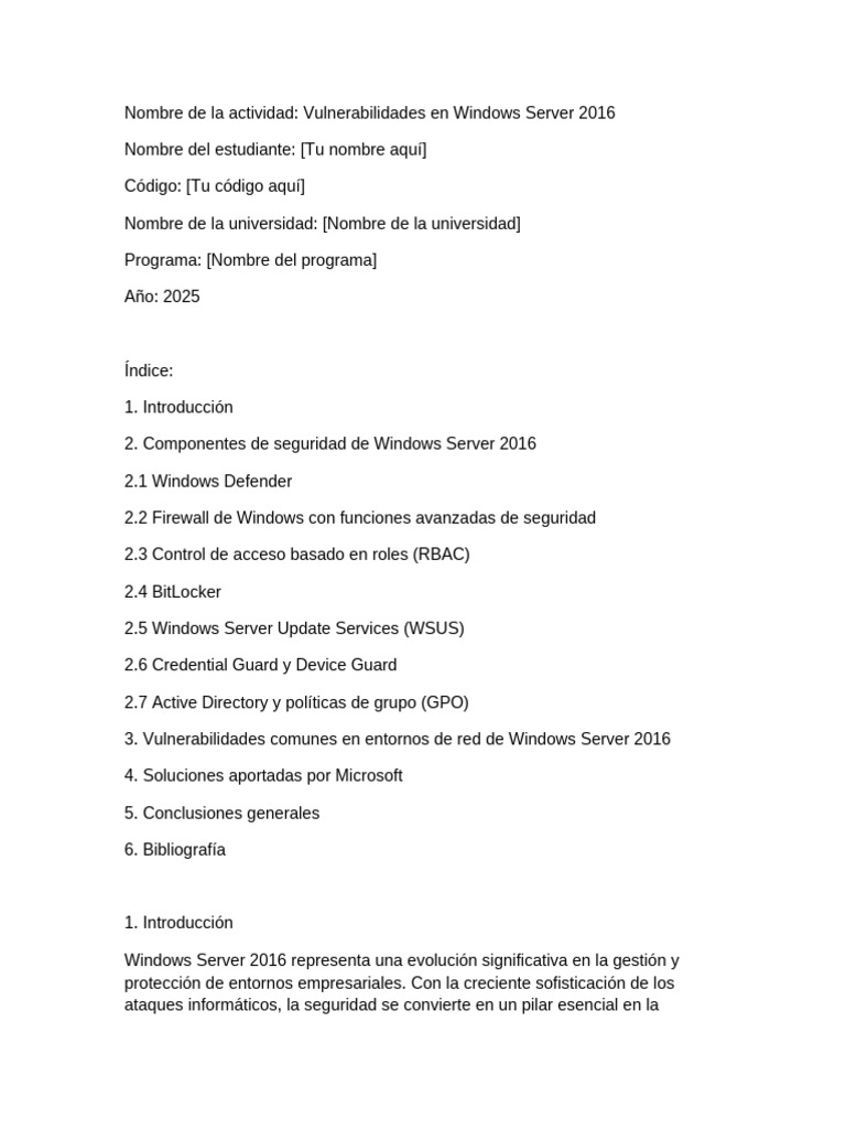 Vulnerabilidades Windows Server 2016 | PDF | Microsoft | Ciencias de la Computación