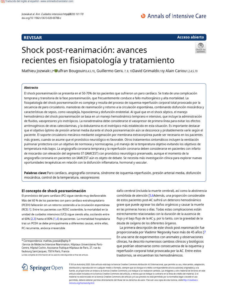 Post Resuscitation Shock Recent Advances in Pathophysiology and ...