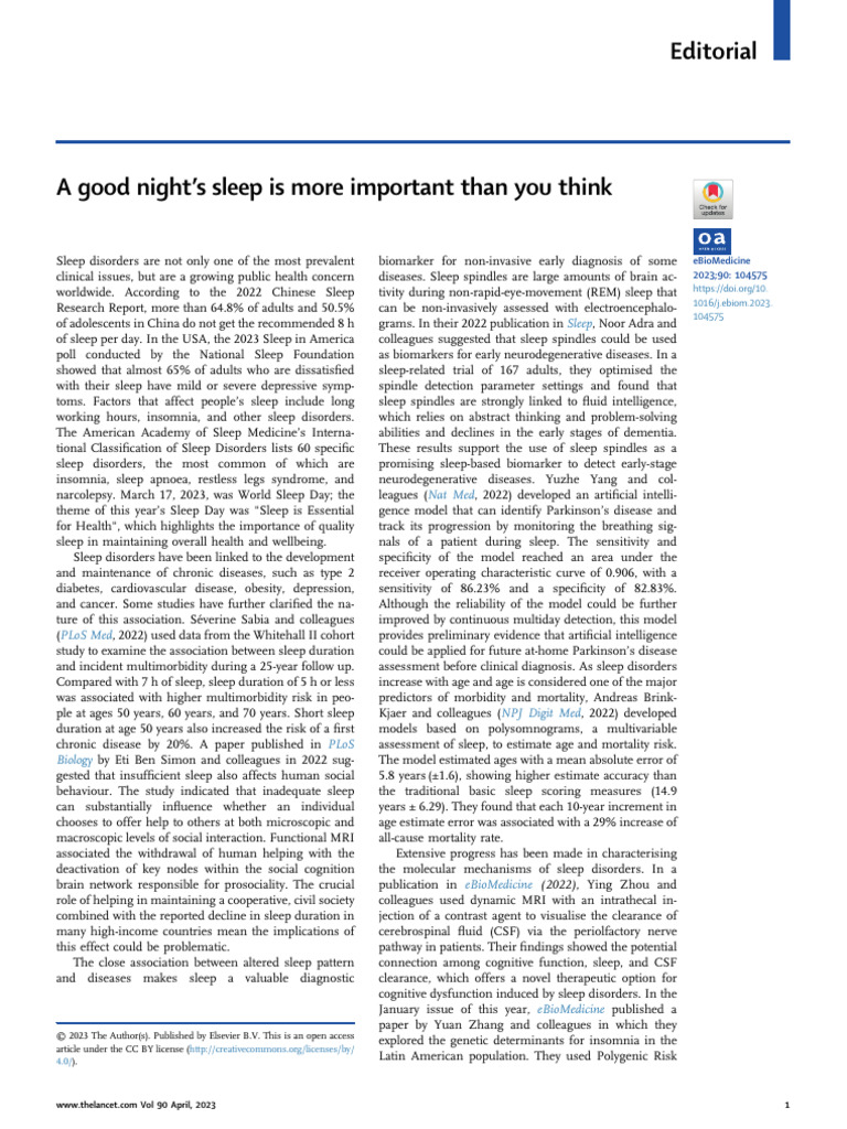 A Good Night's Sleep Is More Important Than You TH | PDF | Sleep ...