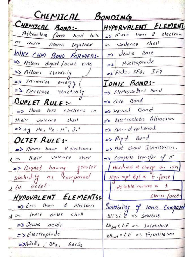 Chemical Bonding Notes by Mam Muneeba | PDF