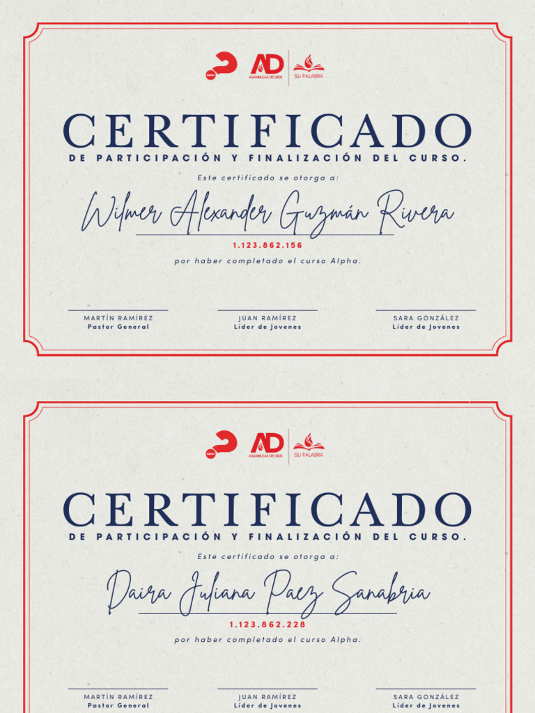 Certificados de Curso Alpha | PDF