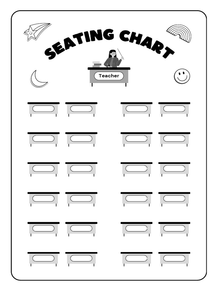 Back To School Classroom Seating Chart in Colourful Retro Illustrative ...