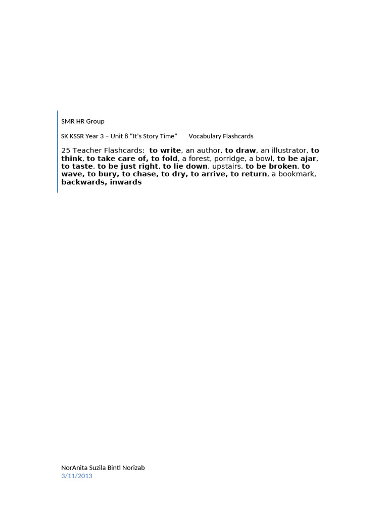 SK KSSR YR3 - Unit 8 - Vocab Flashcards | PDF