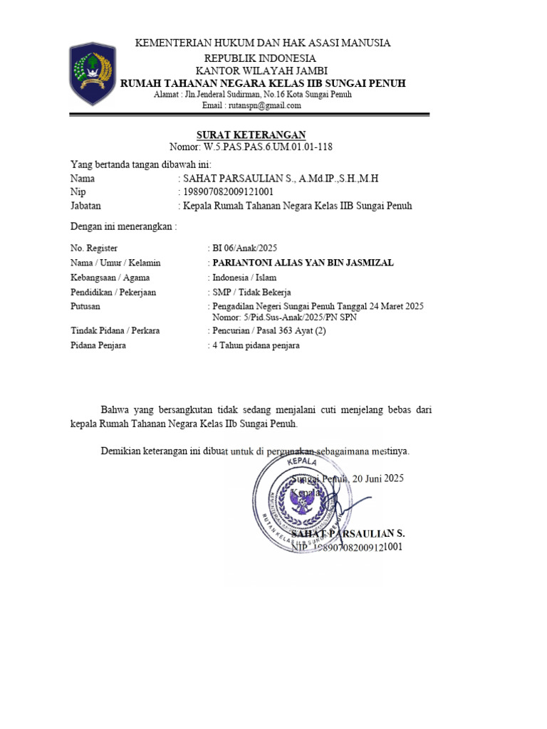 Surat Keterangan Tidak Menjalani CMB | PDF