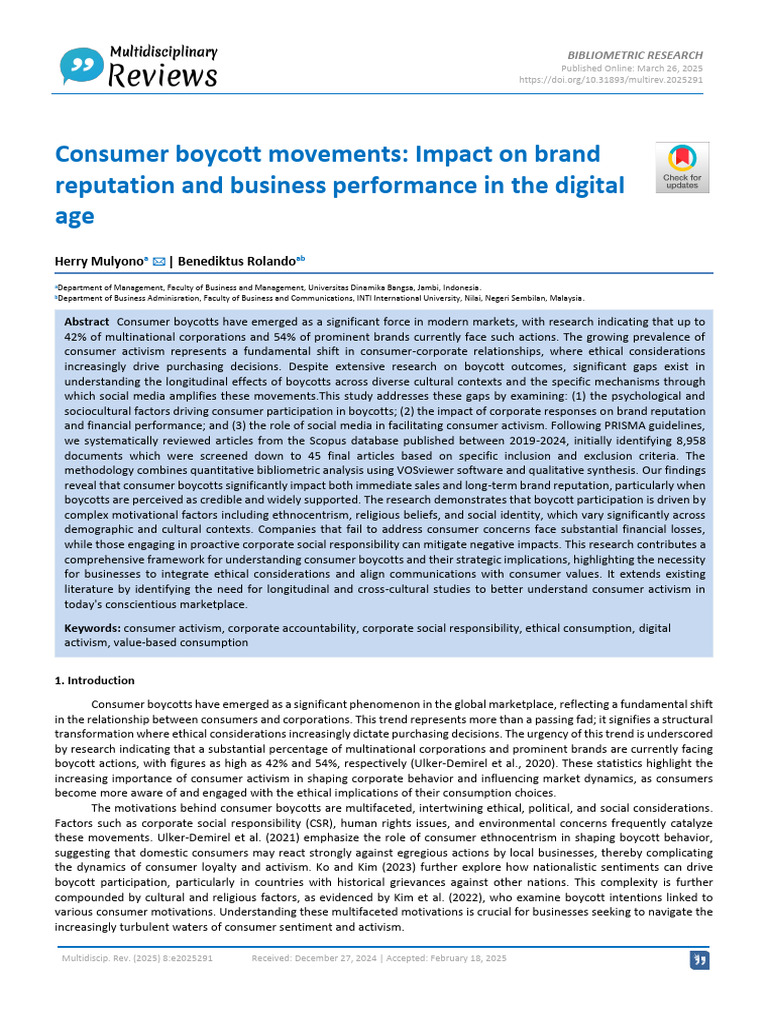 Consumer Boycott Movements Impact On Brand Reputat | PDF | Corporate ...