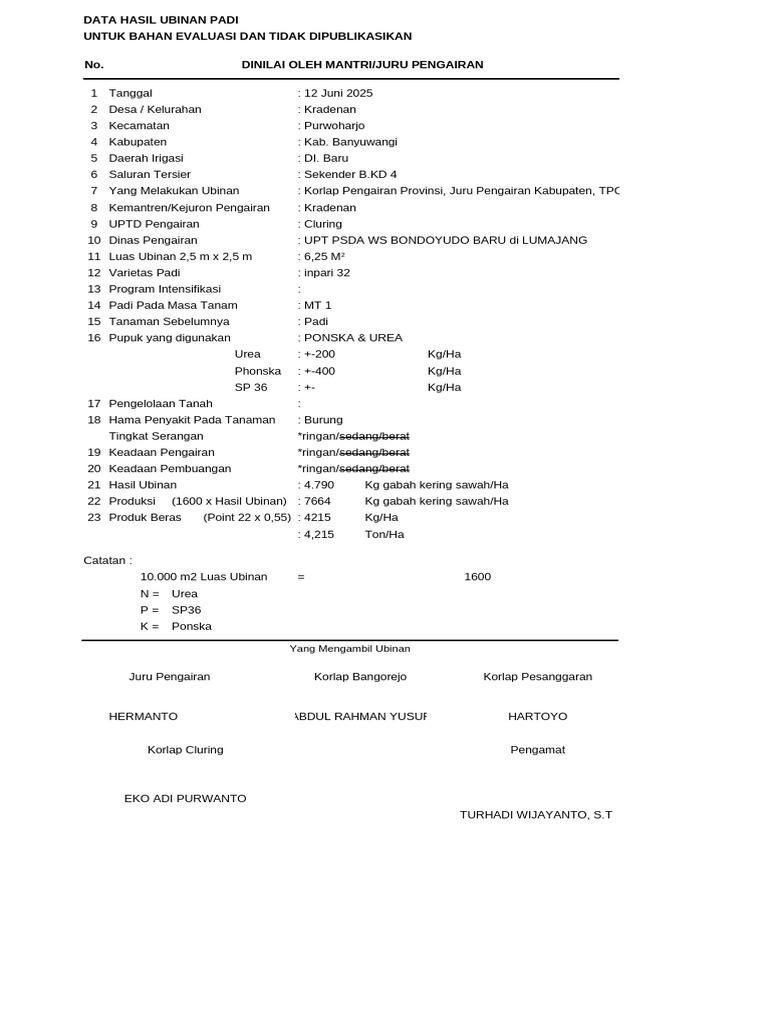 Ubinan 12 Juni 2025 | PDF