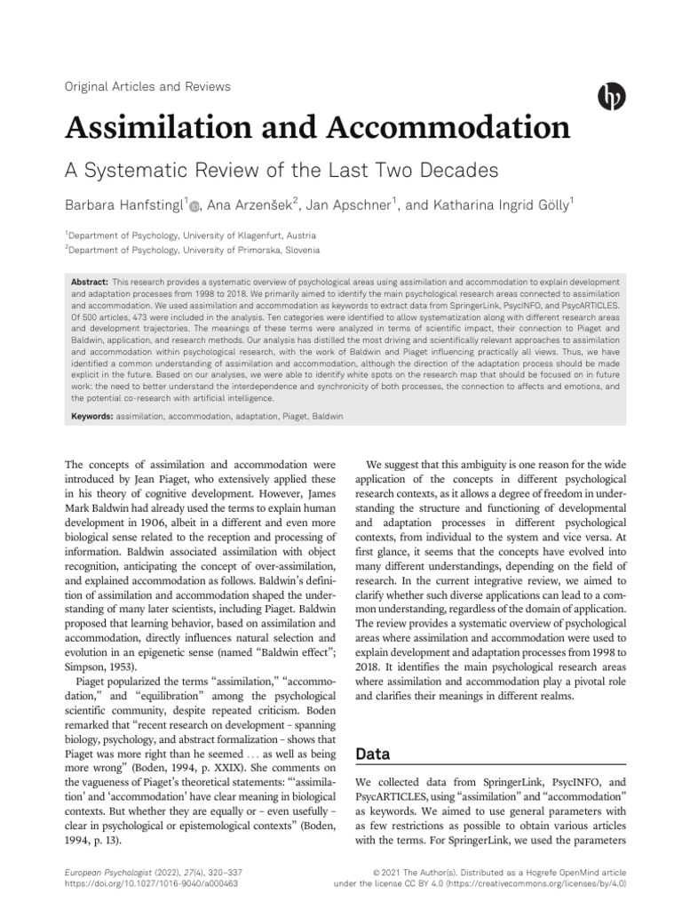 Assimilation and Accommodation | PDF | Psychology | Cultural Assimilation