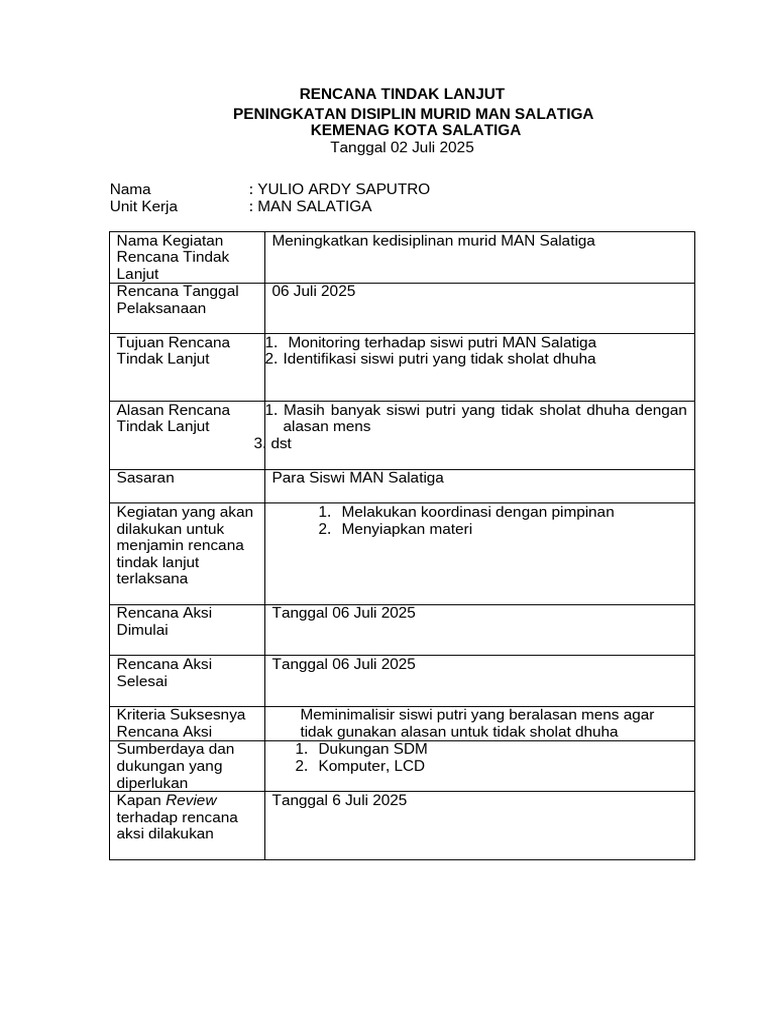 Form RTL Yulio 2 | PDF