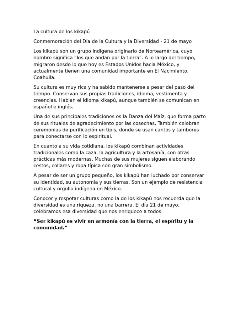 Cultura y Tradiciones de los Kikapú | PDF