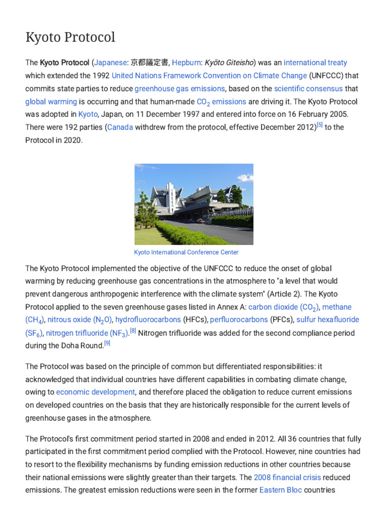 Overview of the Kyoto Protocol | PDF | Kyoto Protocol | United Nations ...