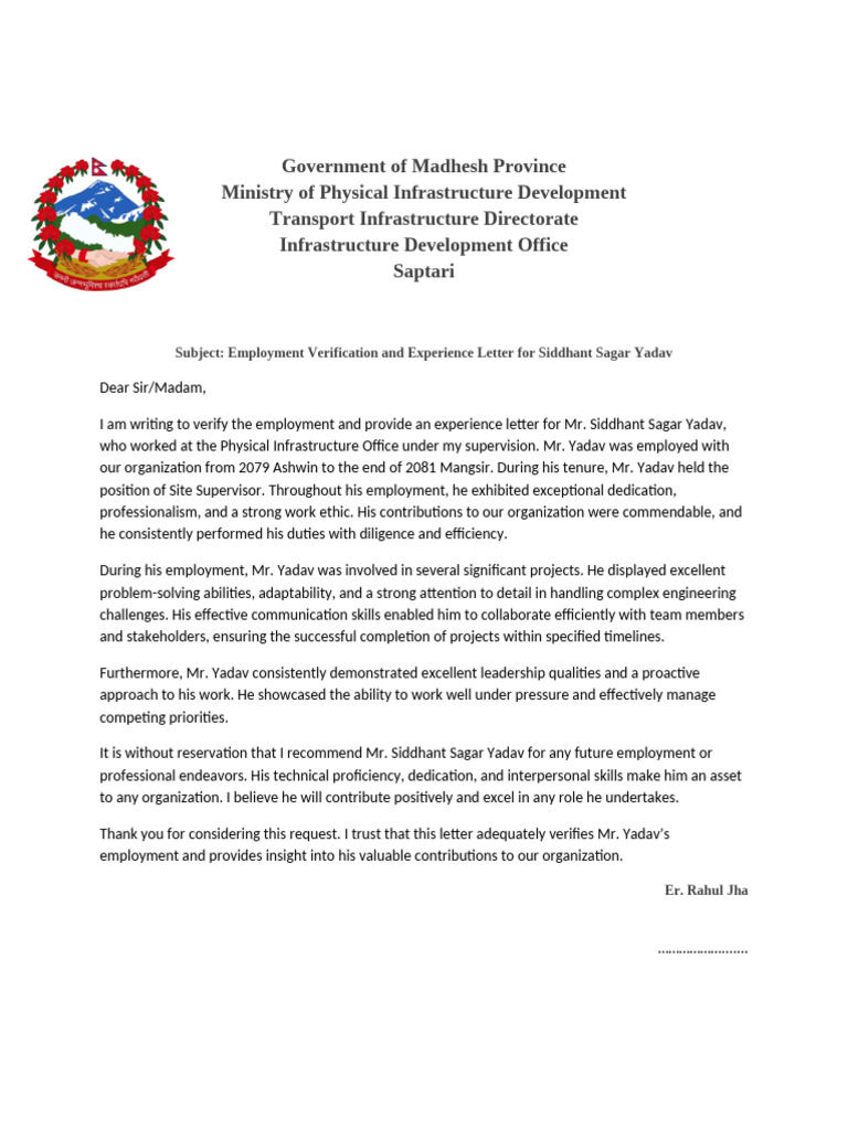 Siddhant Experienceletter | PDF