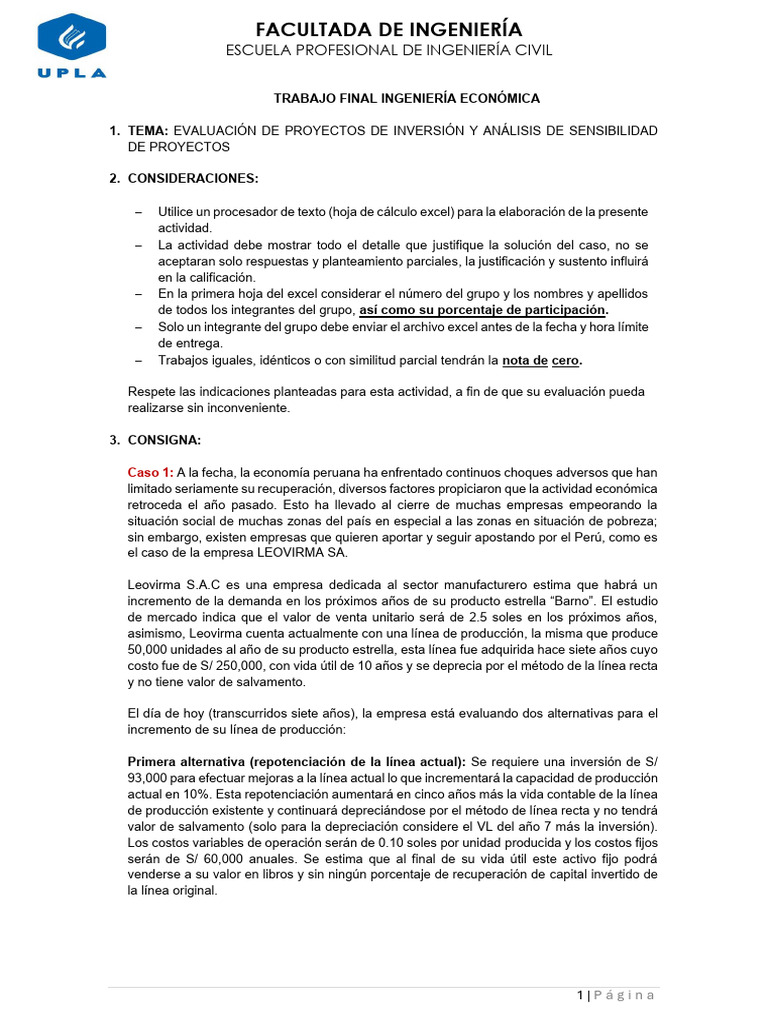 Trabajo Grupal | PDF | Tasa interna de retorno | Economias