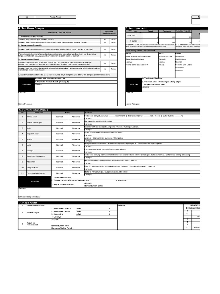Formulir PKAT untuk Anak Usia Dini | PDF