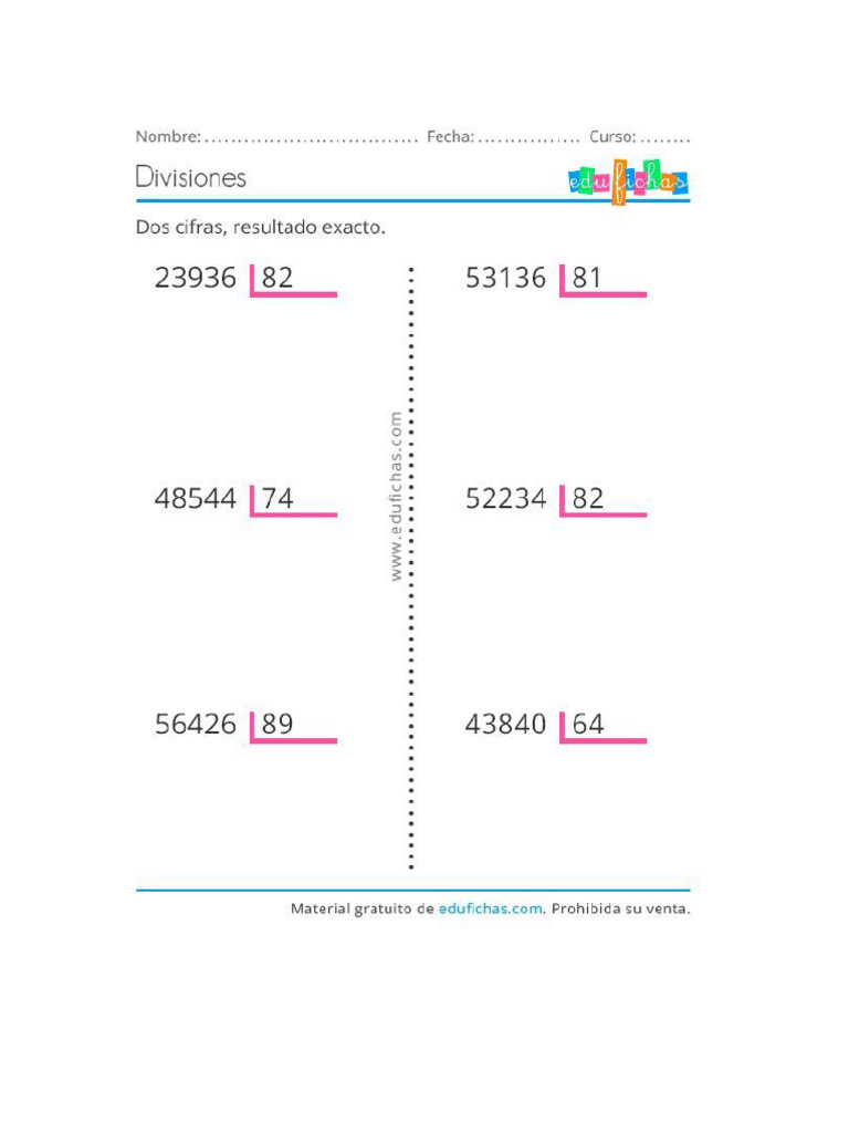 Divisiones 2 Digitos | PDF