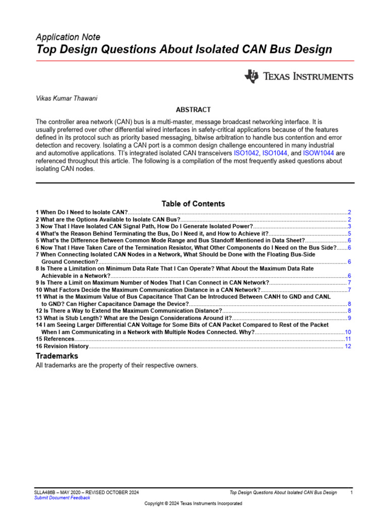 Slla486a Top Design Questions About Isolated CAN Bus Design | PDF ...