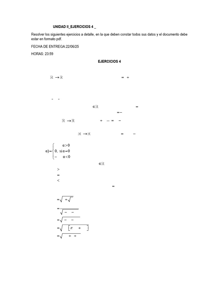 Unidad II Ejercicios 4 Funciones de Varias Variables | PDF