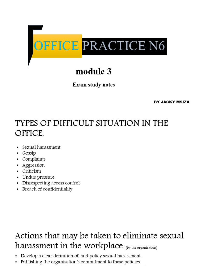 Office Practice n6 Module 3 | PDF | Sexual Harassment | Social Psychology