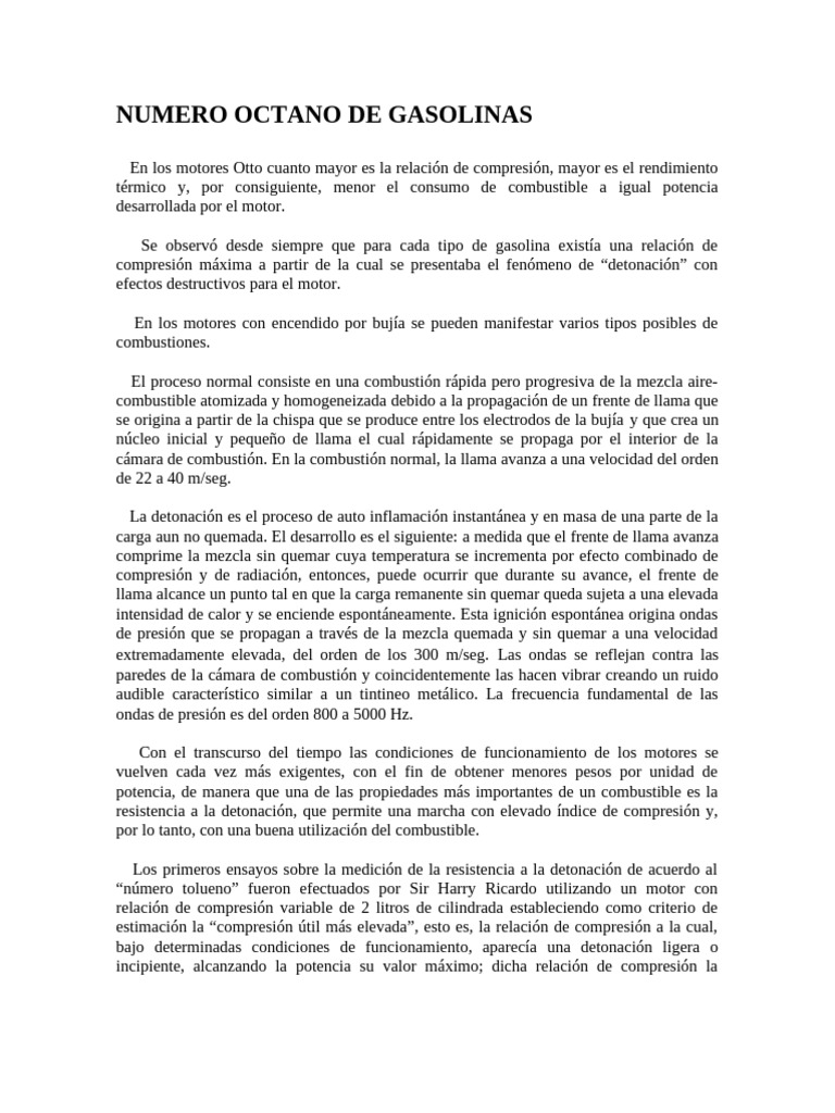 103 Combustible Gasolina 02 Octano | PDF | Gasolina | Hidrocarburos