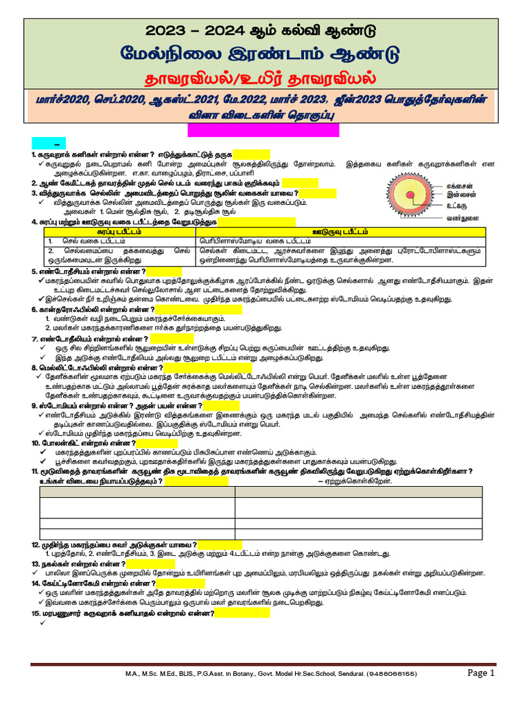 12th Botany, Bio Botany All Public Exam. Que. Answer | PDF